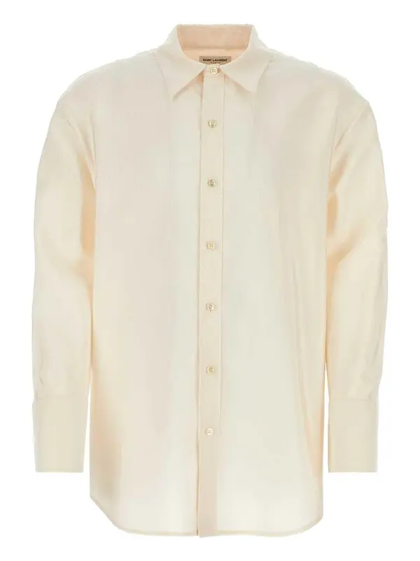 Saint Laurent Ivory Faille Oversize Shirt - White