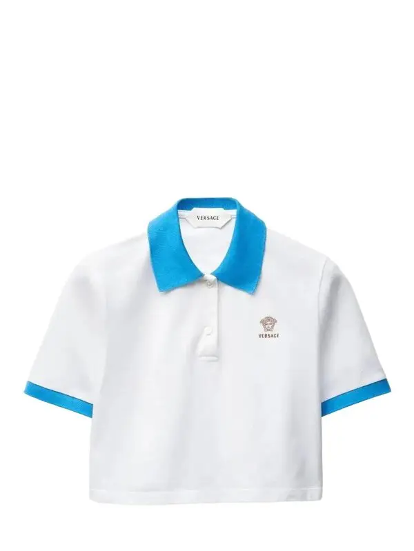 Versace Polo Piquet With Logo And Medusa Embroidery - Multicolor