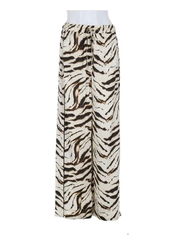 GANNI Printed Viscose Trousers - Cream