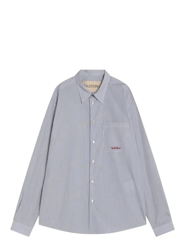 Valentino Garavani Light Cotton Shirt With Logo - Blue