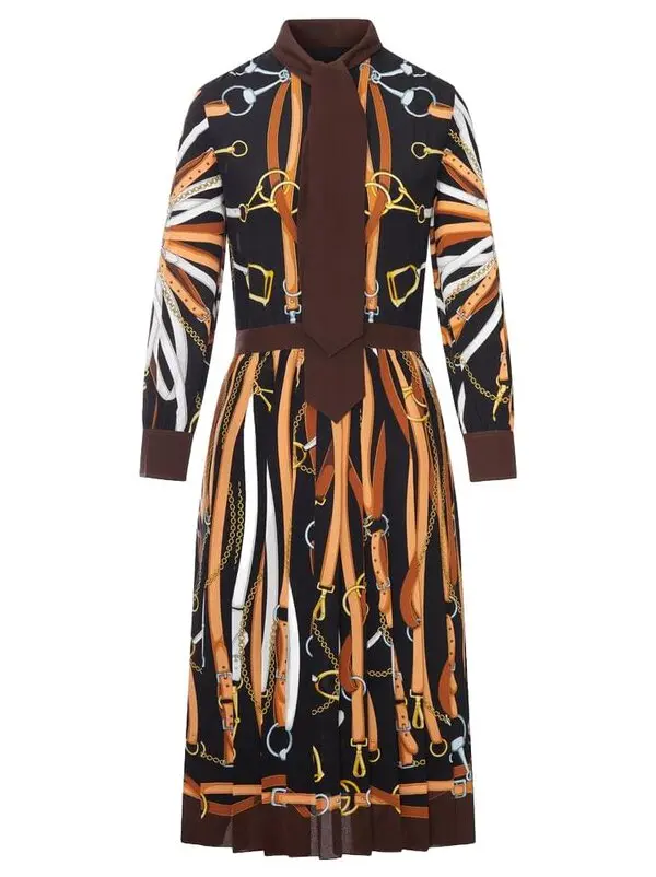 Gucci Printed Silk Chemisier Dress - Brown