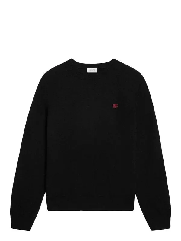 Celine Fine Wool Sweater With Triomphe Embroidery - Black