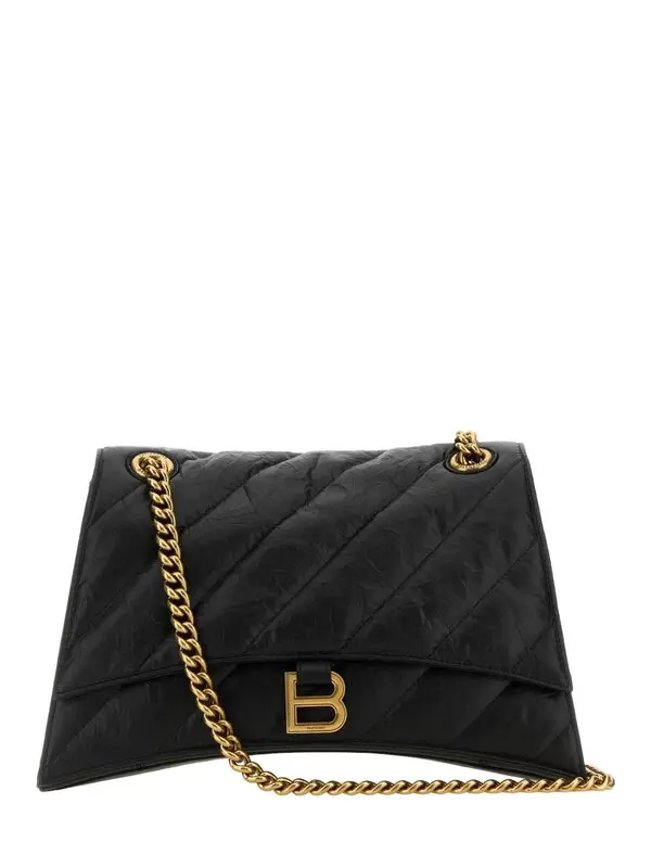 Balenciaga Leather Medium Crush Shoulder Bag - Black