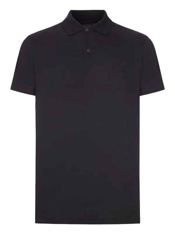 Gucci Cotton Jersey Polo Shirt With Embroidery - Black