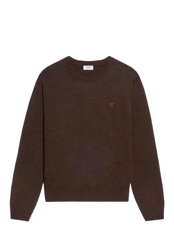 Celine Fine Wool Sweater With Triomphe Embroidery - Multicolor