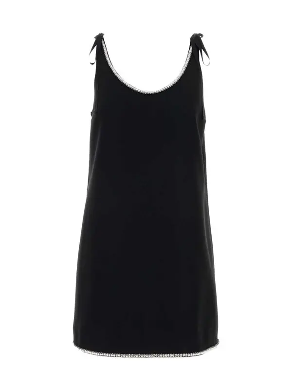 Prada Acetate Blend Mini Dress With Rhinestones - Black