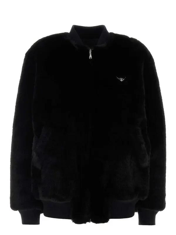 Prada Faux Fur Bomber Jacket - Black