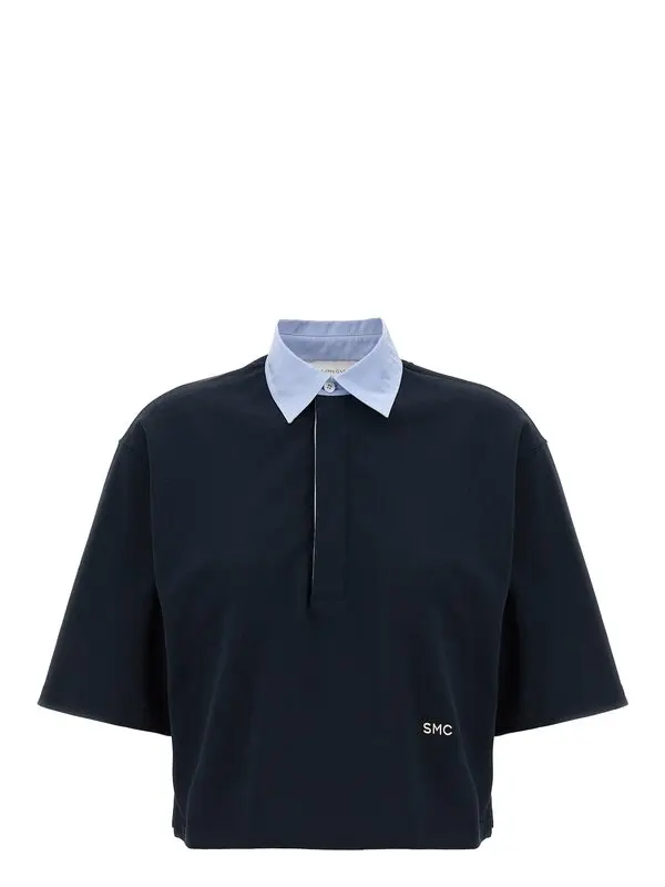 Stella McCartney Cropped Piqué Polo - Blue