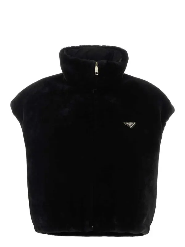 Prada Cropped Fur Vest - Black
