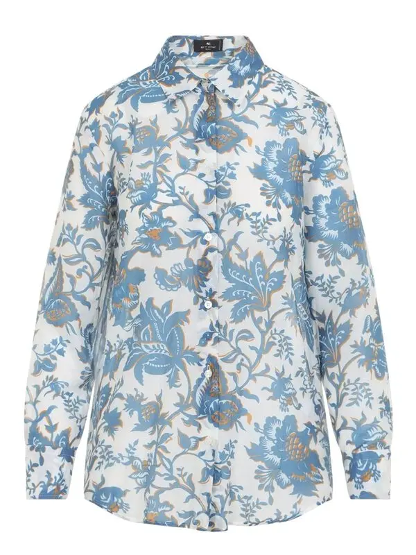 Etro Regular Cotton And Silk Shirt - Blue