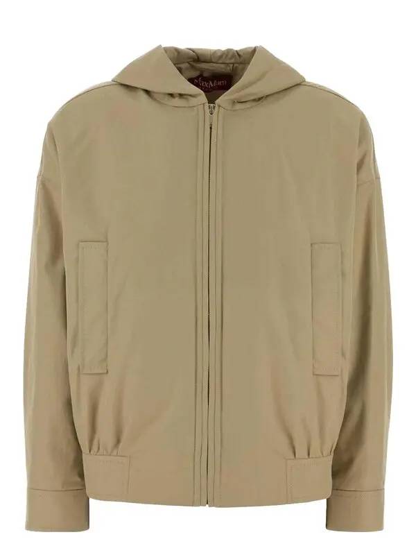 Max Mara Cotton Windbreaker With Hood - Blue