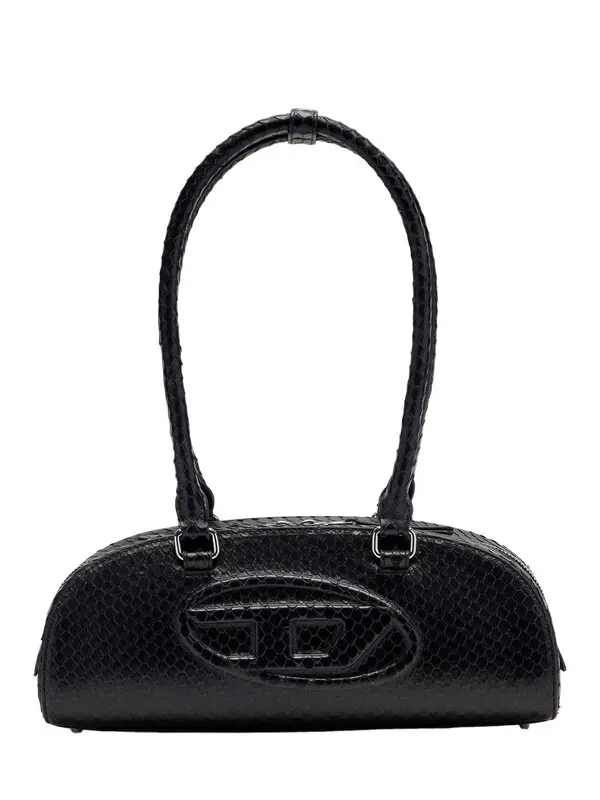 DIESEL® Python Effect Leather Shoulder Bag - Black
