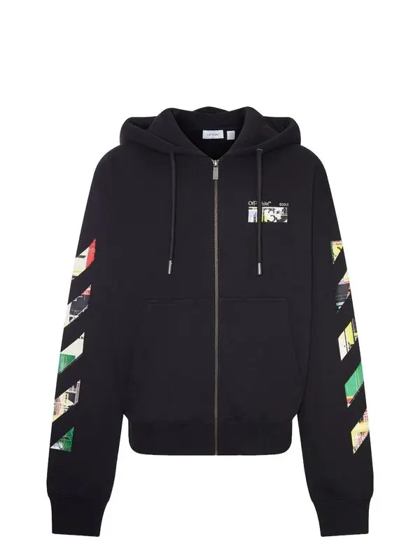 Off-White Industrial Arrow Zip-up Hoodie - Black
