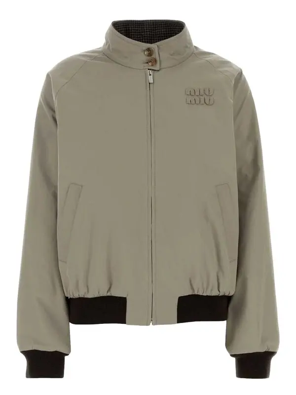 Miu Miu Cotton Blend Bomber Jacket - Brown
