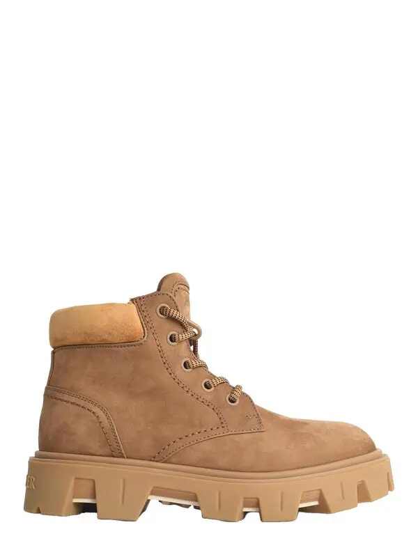 Moncler Peak City Suede And Nubuck Ankle Boots - Cream