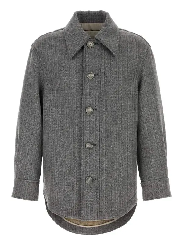 AMI Paris Wool Blend Overcoat - Gray