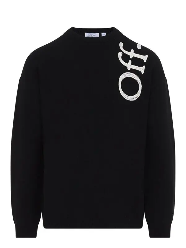 Off-White Vertical Bookish Knit Crewneck - Black