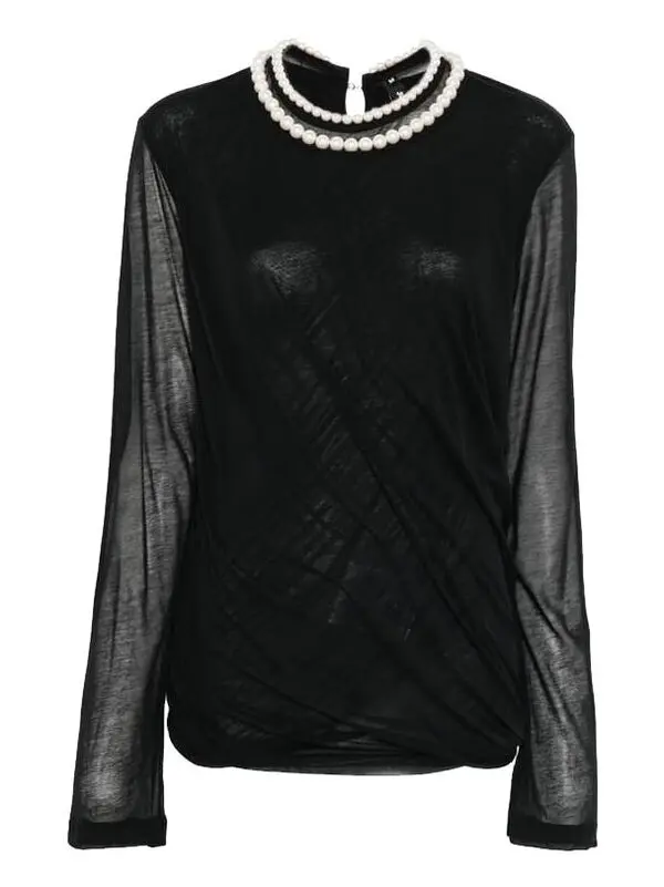 Junya Watanabe Pearl Embellished Long Sleeve Top - Black