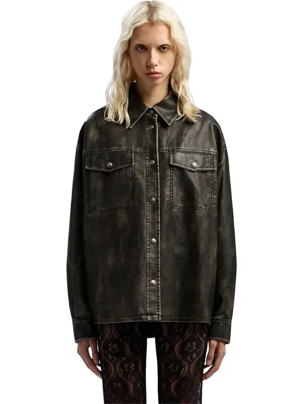 Palm Angels Curved Logo Coated Overshirt - Gray