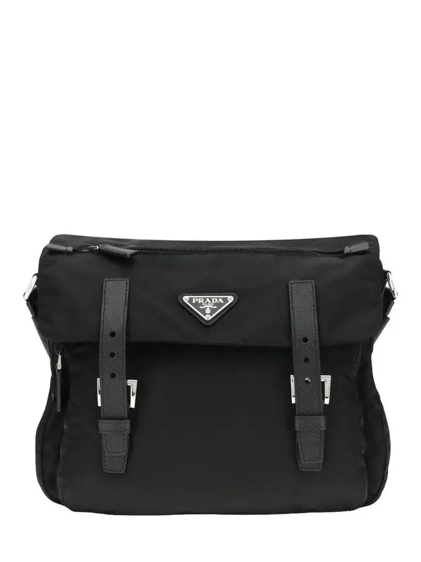 Prada Re-nylon And Saffiano Leather Messenger Bag - Black