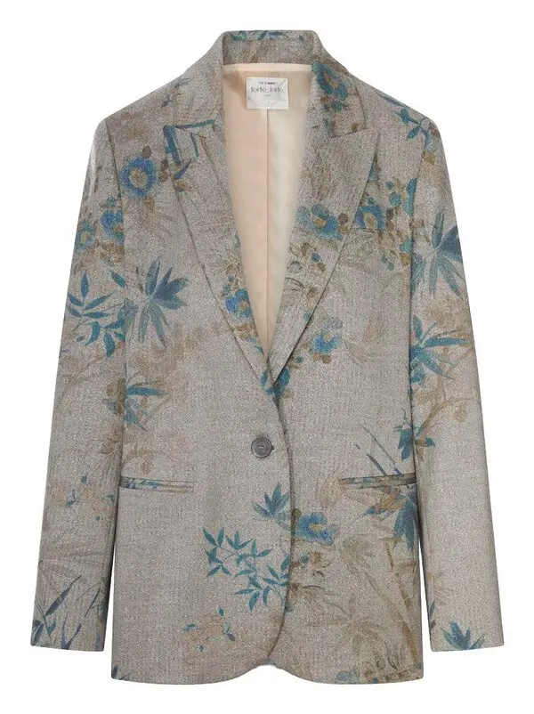 FORTE_FORTE Single-breasted Floral Print Blazer - Cream