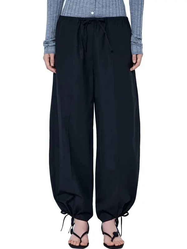 TOTEME Drawstring Cotton Trousers - Black