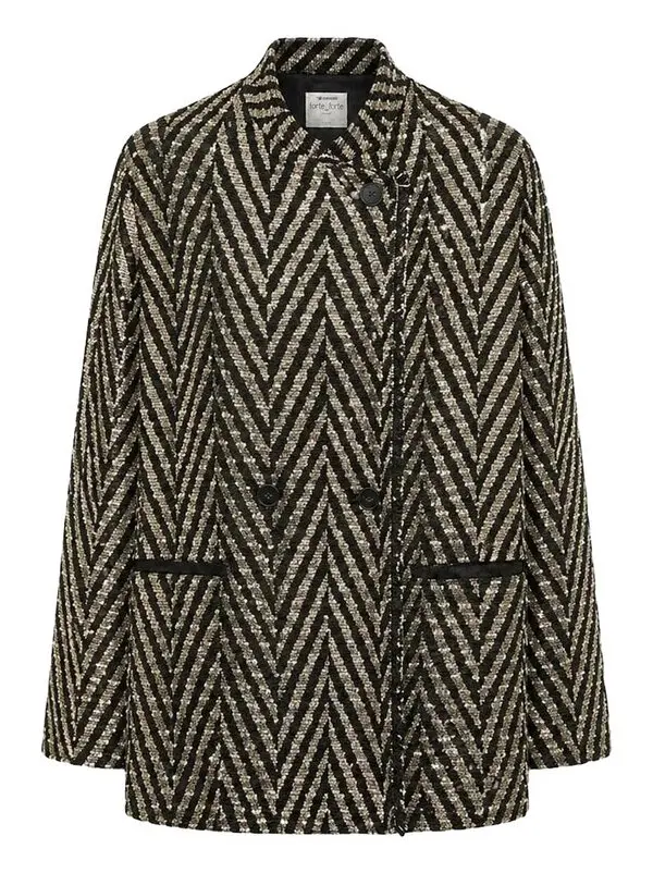 FORTE_FORTE Black Chevron Jaquard Over-jacket - Multicolor