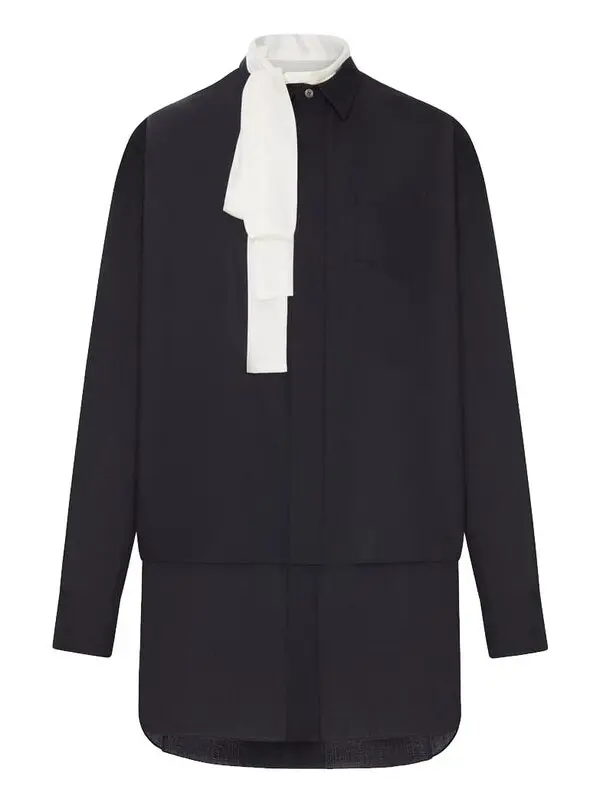 Sacai Shirt Dress With Integrated Scarf - Black