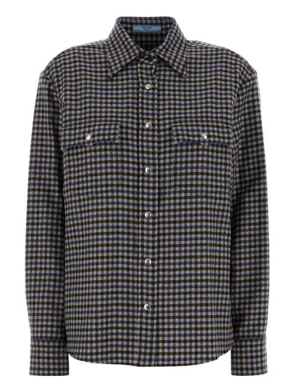 Prada Checked Virgin Wool Shirt - Brown