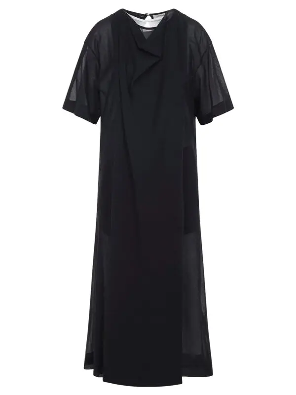 Carven Sheer Draped Midi Dress - Black