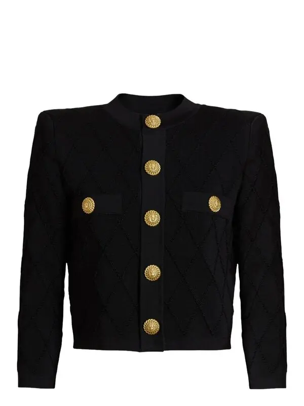 Balmain Cropped Quilted Cardigan - Multicolor