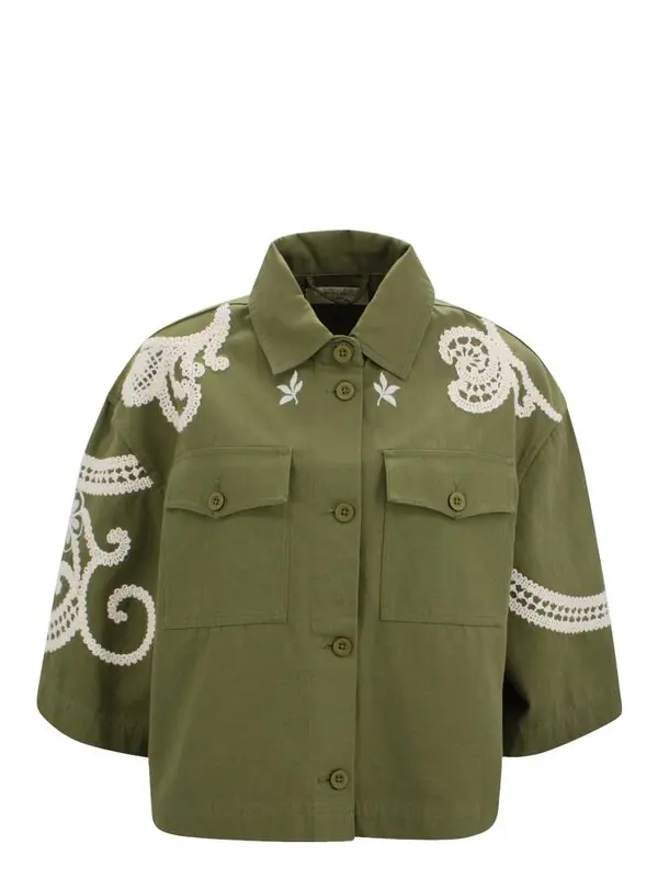 Max Mara Embroidered Cotton Jacket - Green