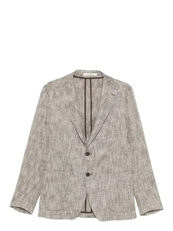 Tagliatore Textured Peak Lapel Blazer - Brown