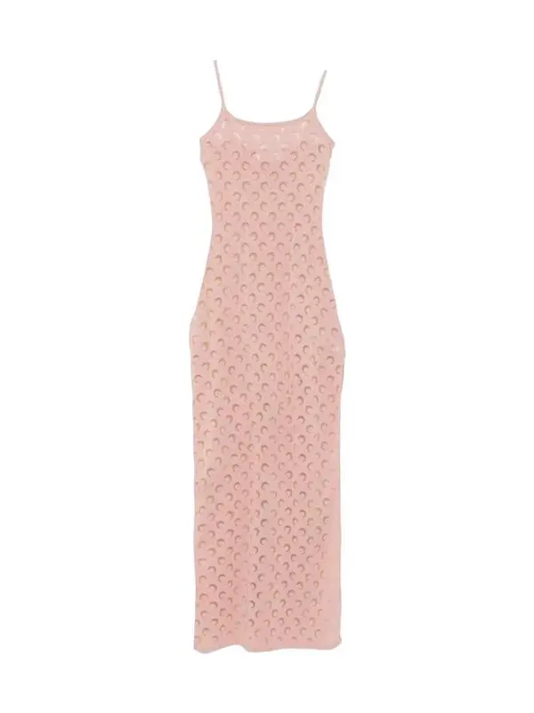 MARINE SERRE Crescent Moon Fine Knit Dress - Pink