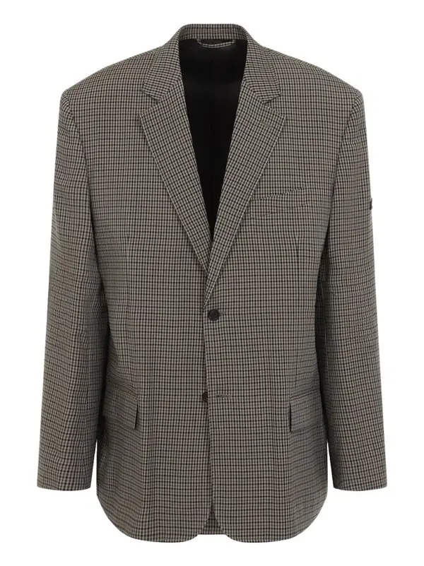 Balenciaga Check Pattern Oversized Blazer - Brown