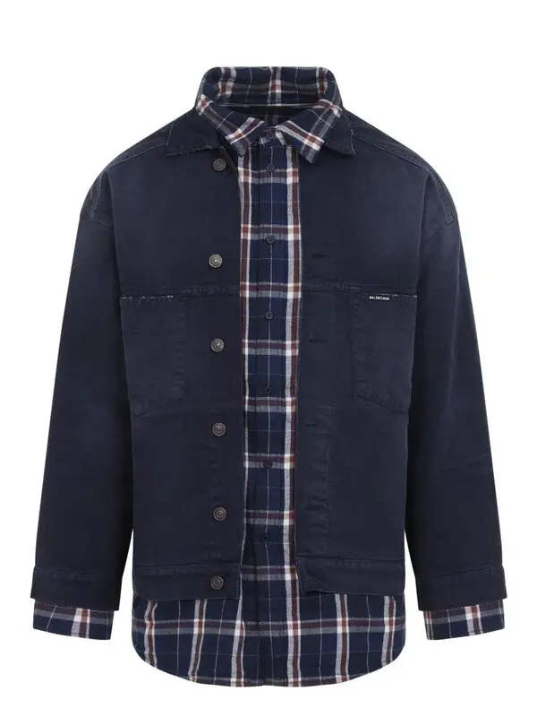 Balenciaga Patched Shirt Jacket - Blue