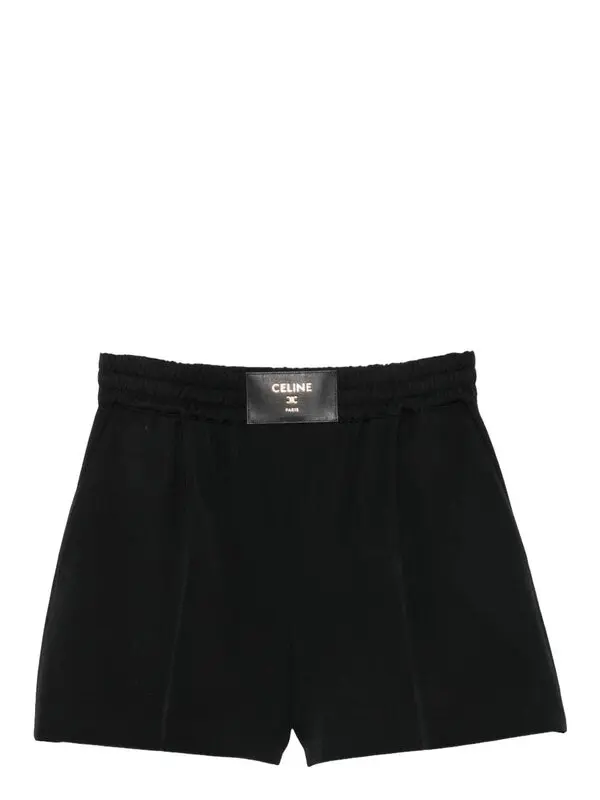 Celine Logo Wool Shorts - Black