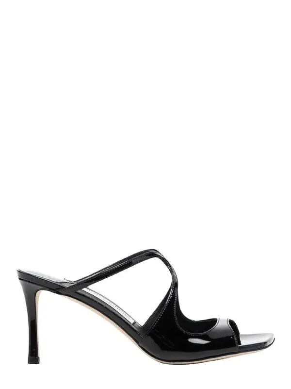 JIMMY CHOO Anise 75mm Shiny Leather Sandals - Black