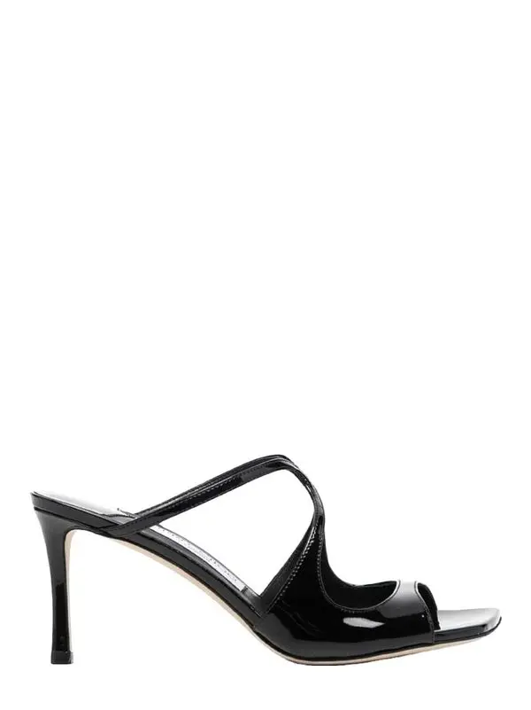 JIMMY CHOO Anise 75mm Shiny Leather Sandals - Black