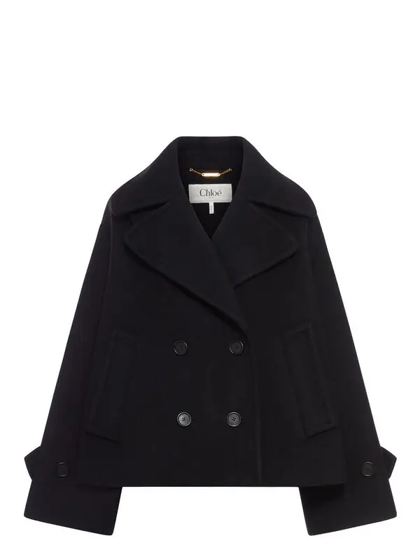 Chloé Oversized Short Wool Coat - Black