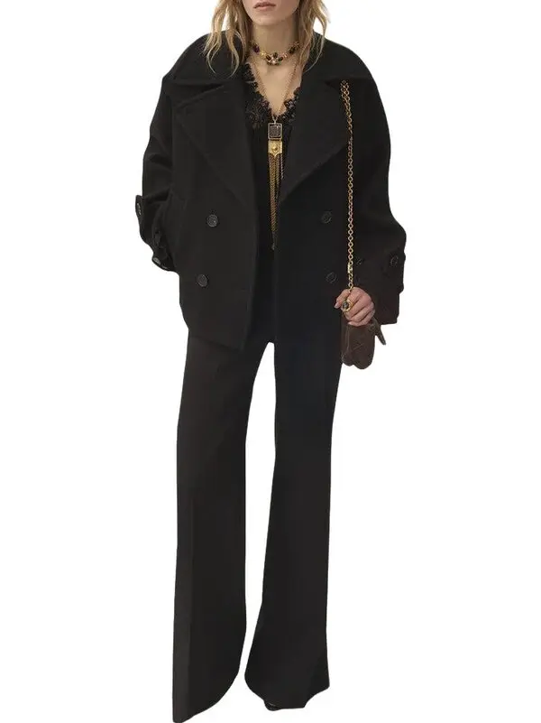 Chloé Oversized Short Wool Coat - Black