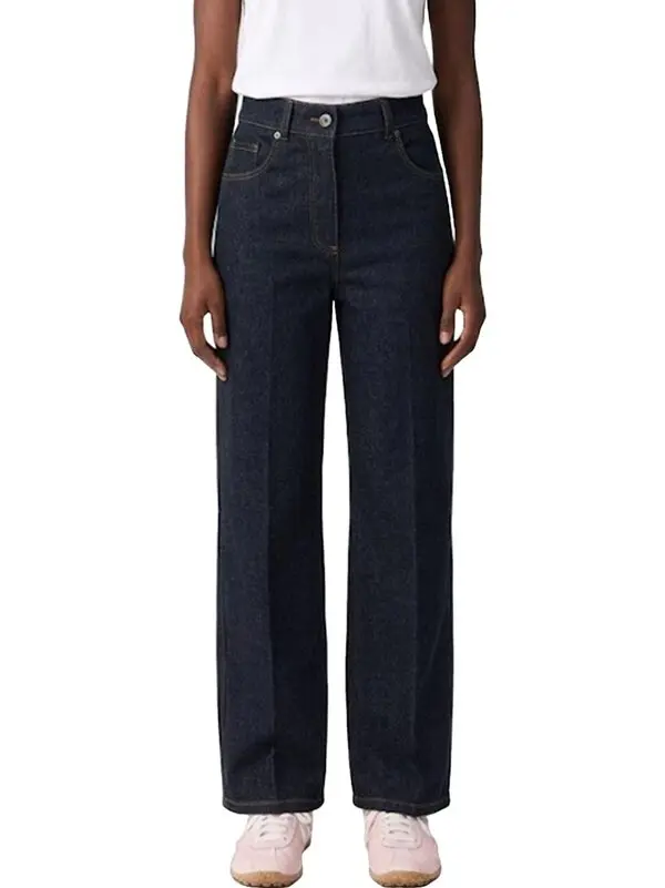 Max Mara Wool Blend Straight Jeans - Blue