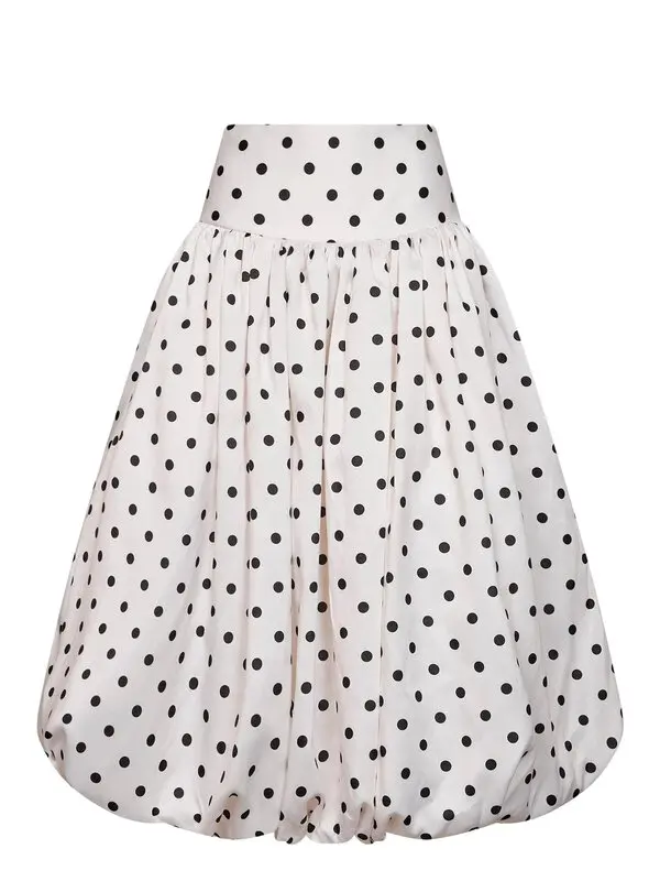 SELF-PORTRAIT Polka Dot Taffeta Midi Skirt - White