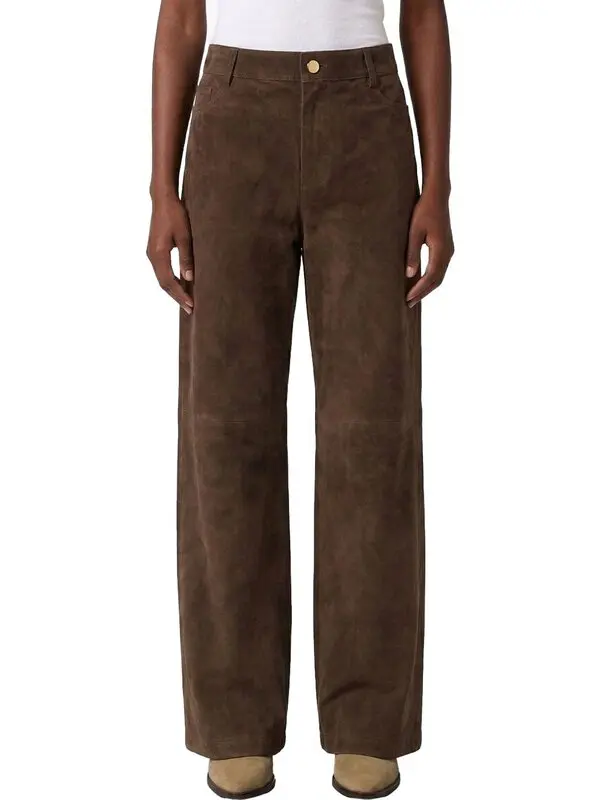 Max Mara Suede Wide Leg Trousers - Brown