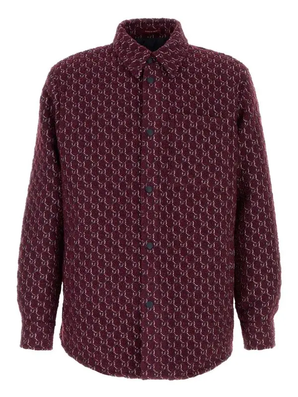 Gucci Burgundy Boucle Padded Shirt - Red