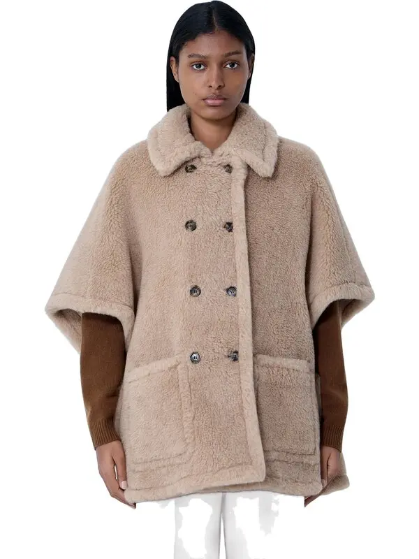 Max Mara Shearling Cape - Cream