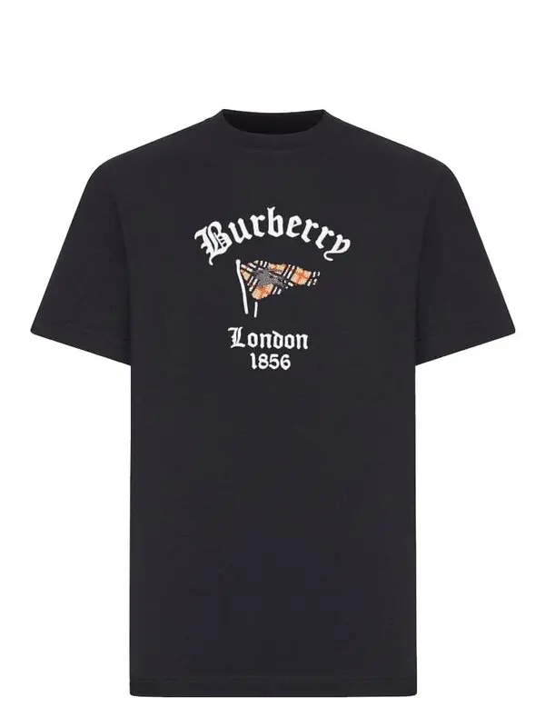 Burberry Cotton T-shirt With Front Logo - Black