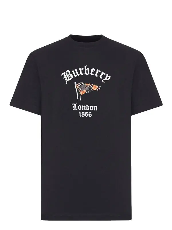 Burberry Cotton T-shirt With Front Logo - Black