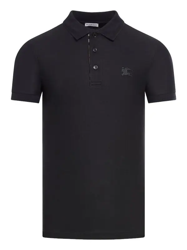 Burberry Cotton Polo Shirt With Embroidered Ekd Logo - Black