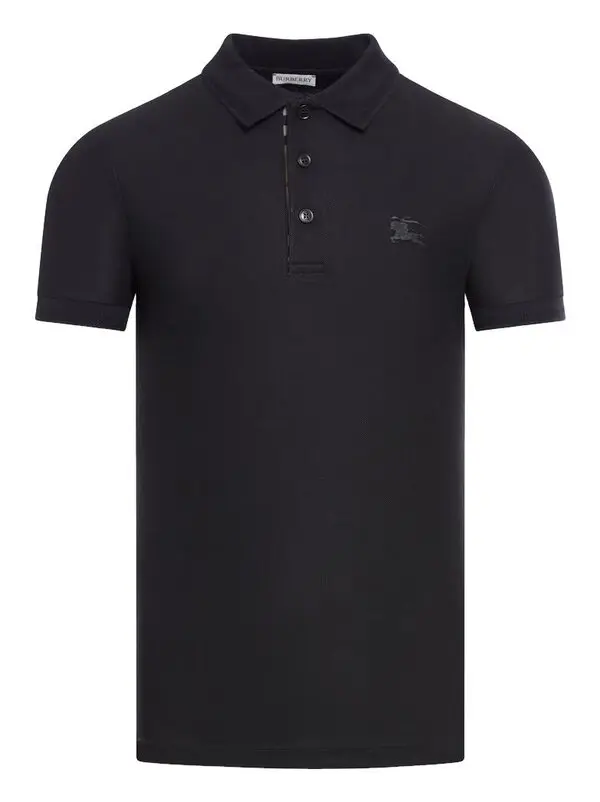 Burberry Cotton Polo Shirt With Embroidered Ekd Logo - Black